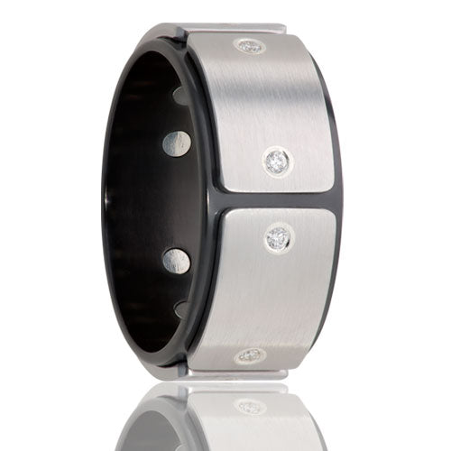 Diamond Rivet Cobalt and Black Zirconium Ring – Ambrosia
